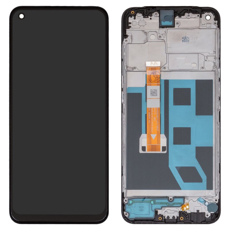 LCD compatible with Oppo A53 4G, (black, with frame, Original (PRC ...